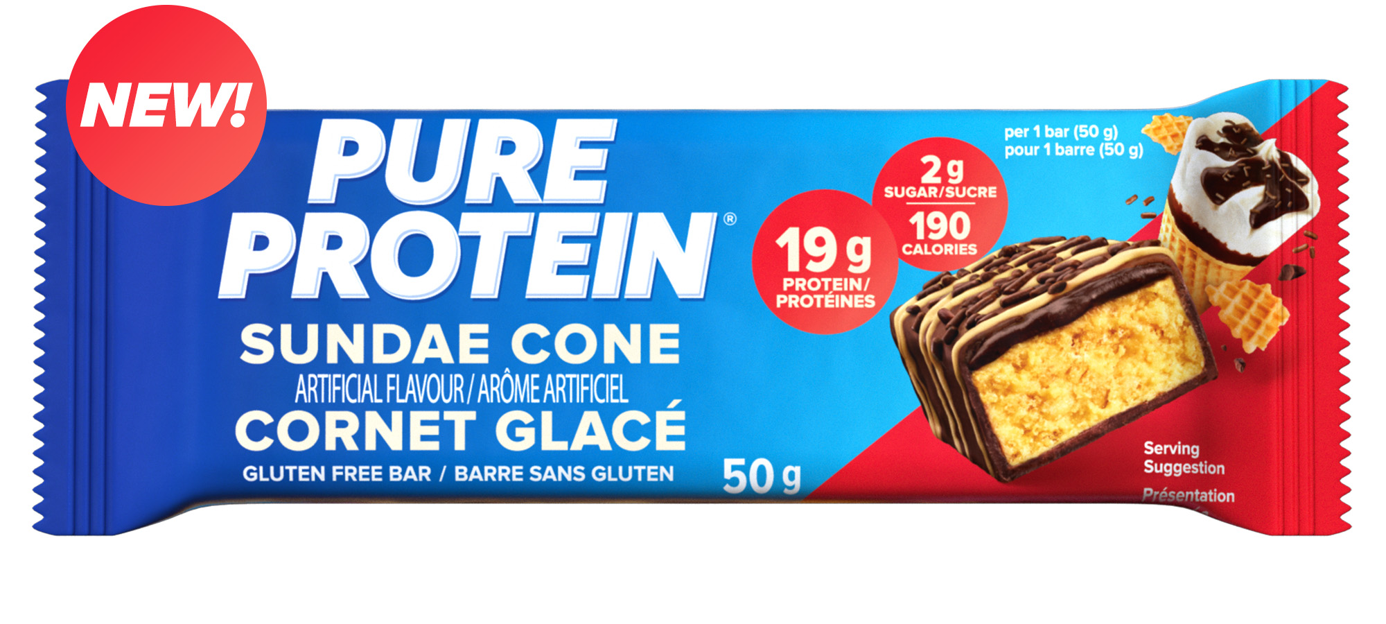 SUNDAE CONE PROTEIN BAR 50 g - Pure Protein Canada - Protein That's Pro ...
